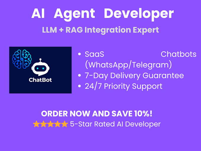Be your ai agent developer llm rag integration, saas chatbot, fast delivery by Mfaisal416 | Fiverr
