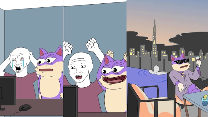 Viral 2d memecoin animation, 2d meme art, 2d funny meme animation by ...