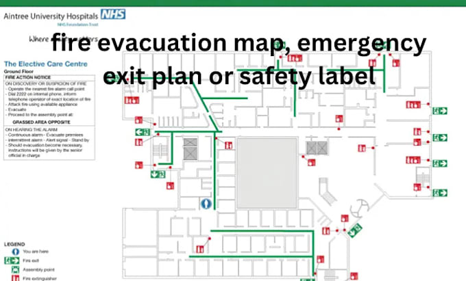 Do fire evacuation map, emergency exit plan or safety label by ...