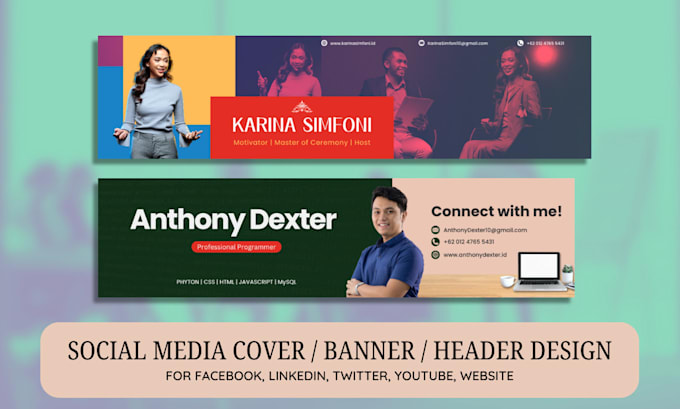 Linkedin header, facebook cover photo, twitter header by Calvin_go | Fiverr