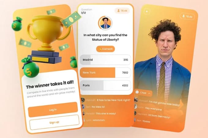 Develop quiz app, iq trivia app, play to learn quiz app, elearning app ...