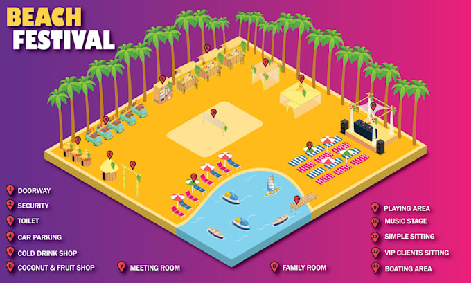 Do 3d isometric event map and vector maps illustrations by ...