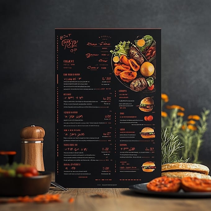 Do a modern restaurant menu design, food menu and menu board by ...