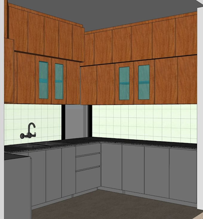 Design kitchen cabinet elevation by Khorshed408 | Fiverr