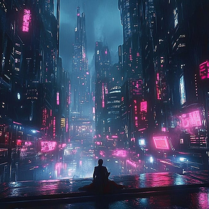 Draw a cyberpunk futuristic city art by Teocsrilla | Fiverr
