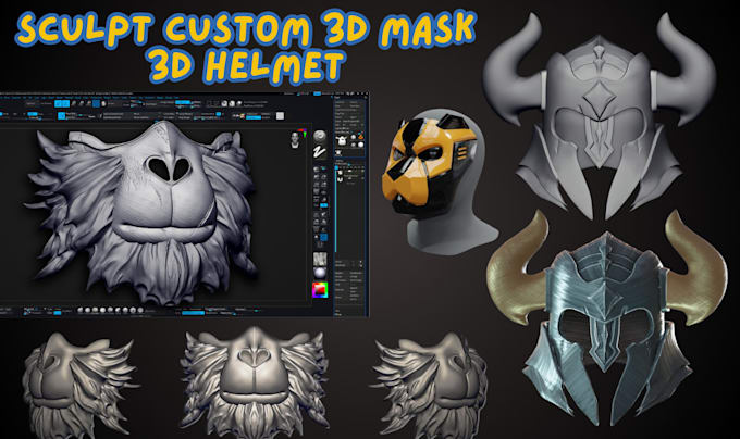 Sculpt 3d cosplay mask, 3d helmet, 3d armor, halloween mask for 3d ...