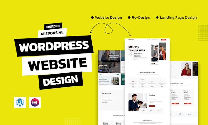 Design wordpress customs website with elementor redesign by Iritrajaman | Fiverr
