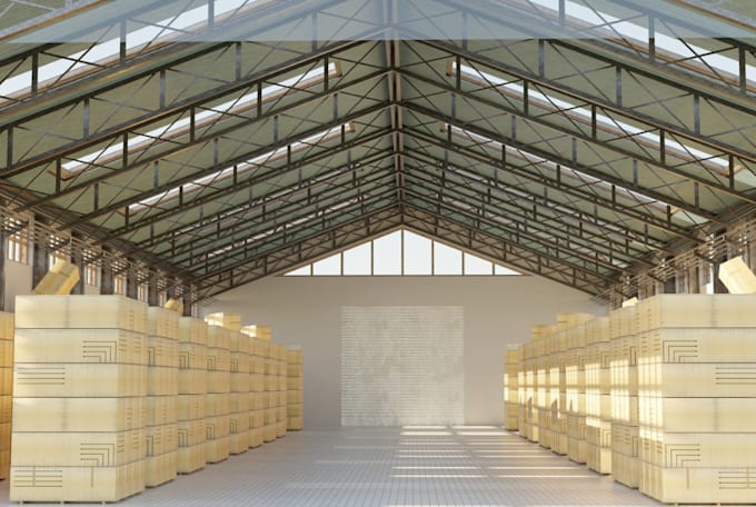 3d warehouse model, 3d cgi warehouse design, industrial building and ...