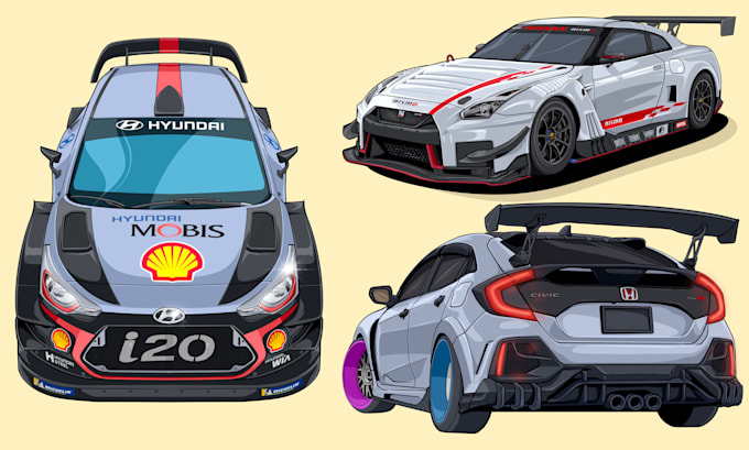 Draw awesome car illustration detailing by Ncodot | Fiverr