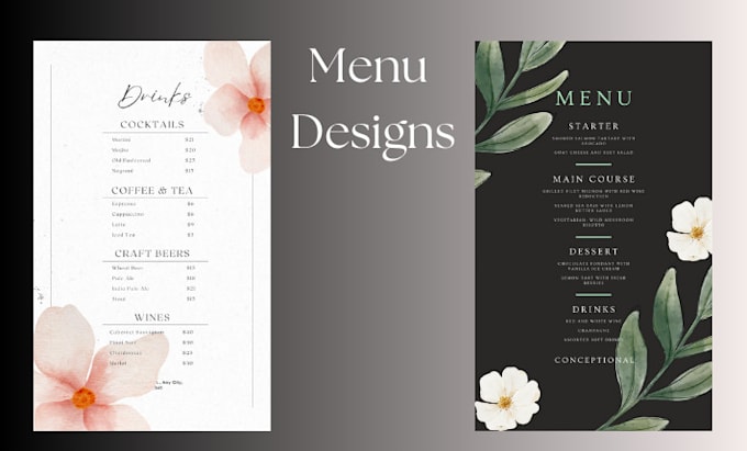 Make a modern restaurant menu design by Sarahbader_ | Fiverr