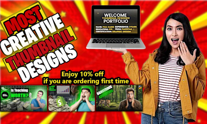 Create best,amazing,clickbait,custom and catchy thumbnails by Fizza ...
