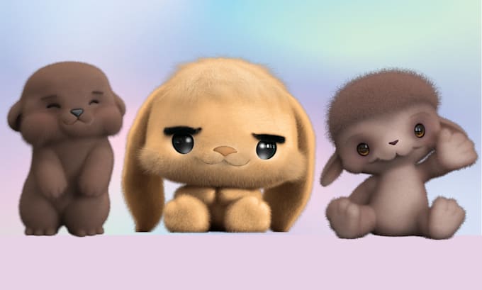 Design cute 3d character modeling custom 3d mascot animation, 3d cute ...