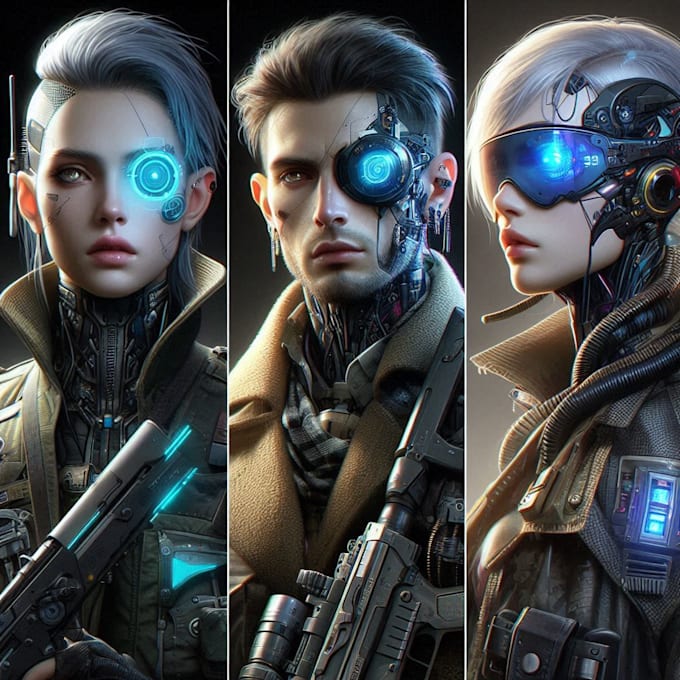 Draw sci fi , cyberpunk , mecha, fantasy character design by Ketriaomo | Fiverr