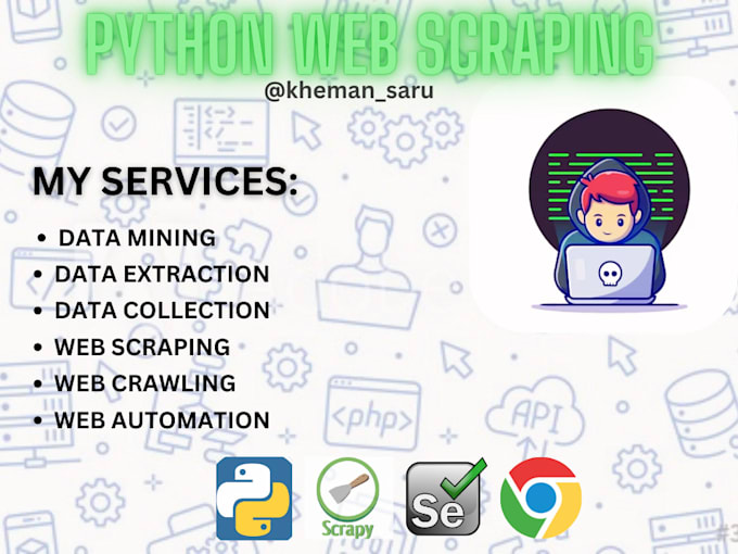 Do web scraping, data extraction using python, scrapy ,selenium by ... Do web scraping, data extraction using python, scrapy ,selenium by ...