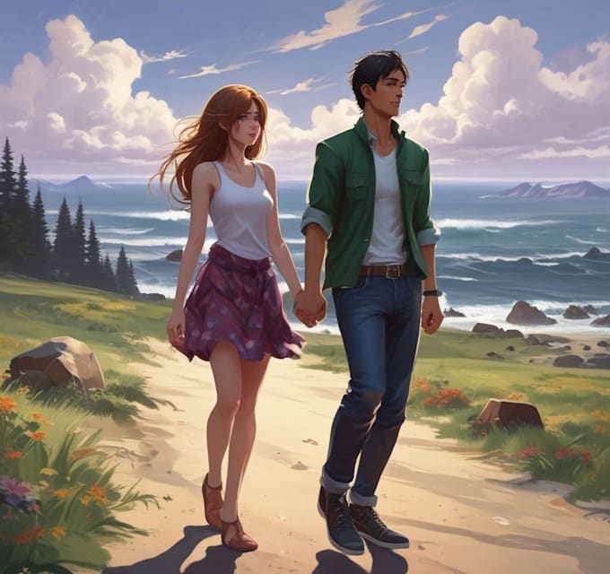 Draw couple character from photo in anime style by Serpooqstu | Fiverr