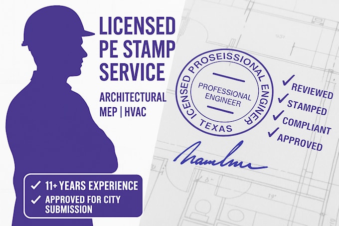 Review seal sign pe stamp architectural drawing for texas ca fl usa ...