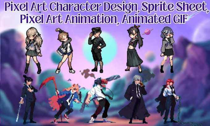 2d pixel art character, sprite sheet, pixel art character design ...