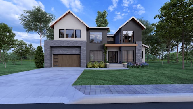 Create professional 3d exterior rendering for stunning architectural ...