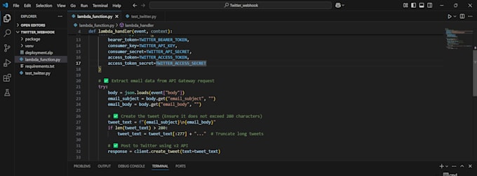 Automate twitter posts from gmail using aws, api gateway, and google apps by Mishawutholen | Fiverr