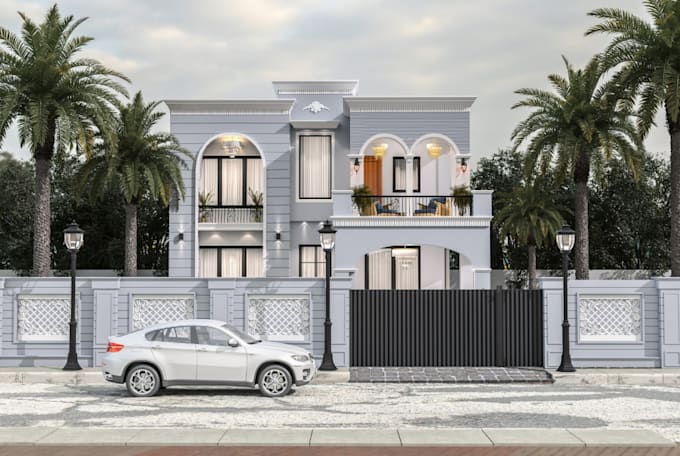 Craft 3d luxurious house elevation design, story budling rendering, cgi exterior by Adeniyiaj ...