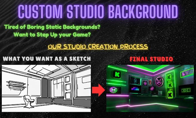 Create a custom studio background for your live stream by Zenseimg | Fiverr