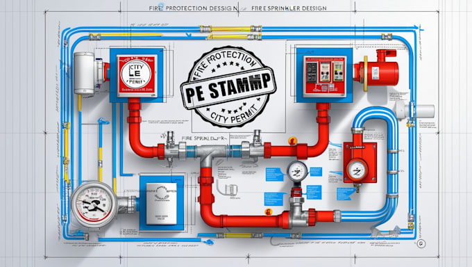 Do fire sprinkler plan, fire design drawings with stamp for city ...