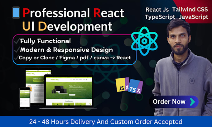 Do beautiful website design with react js tailwind css tsx and jsx by Aarav6x | Fiverr