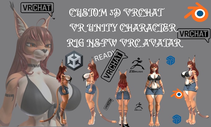 3d nsfw model, custom furry vrchat avatar, furry vr avatar, fursona vtuber model by Dayorr | Fiverr