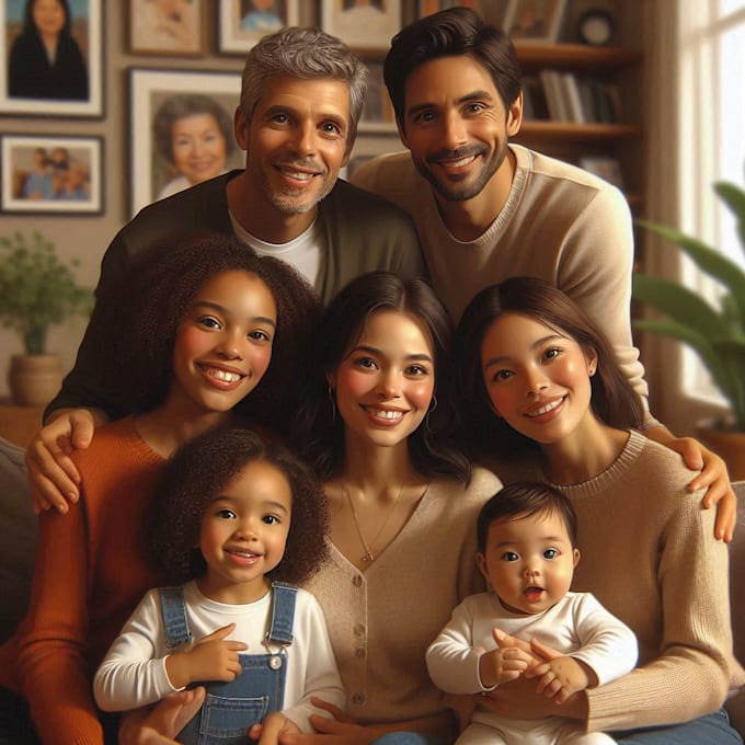 Draw realistic family portrait, couple or group from photo by Rosarimer ...