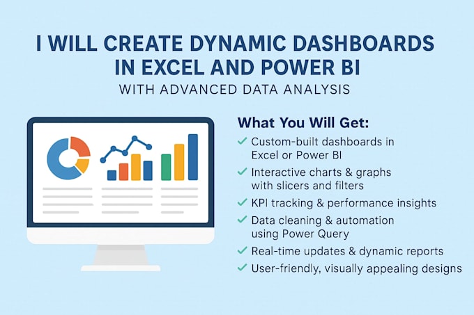 Create dynamic dashboards in excel and power bi by Billmarv | Fiverr