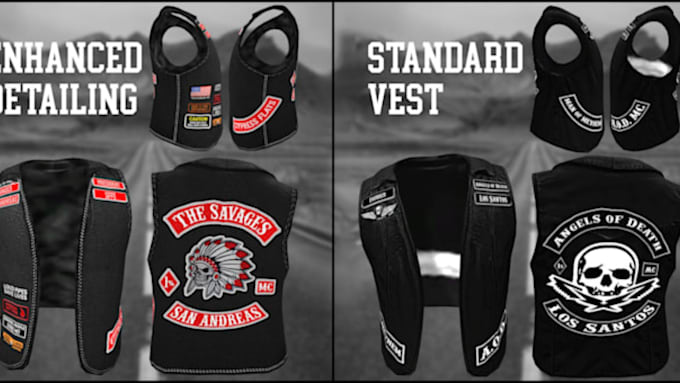 Create and design a custom fivem kuttes, patch, mc vest kuttes, gang ...