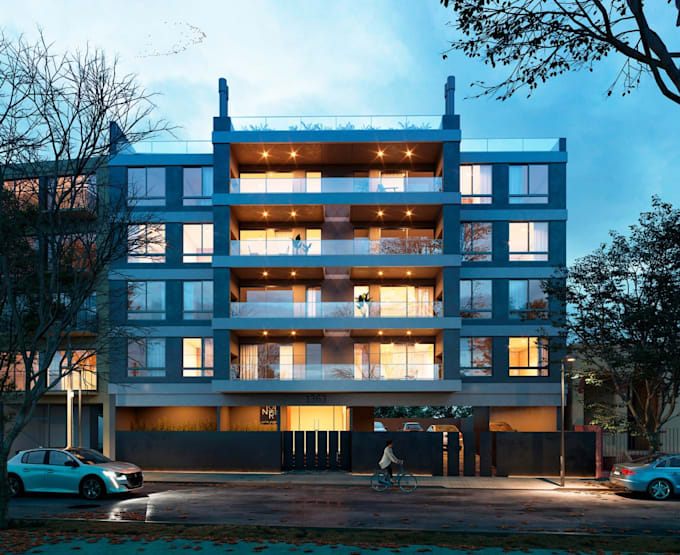 Do 3d model and render architectural exterior of commercial building in ...