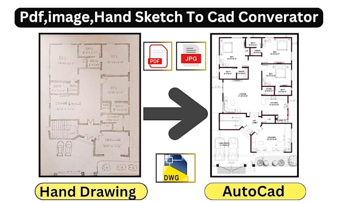 Convert hand sketches jpg pdf to cad professional 2d plans by Rokonsha ...