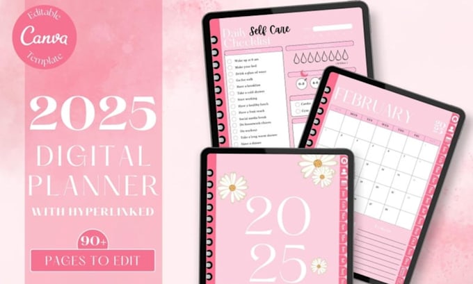 Design hyperlinked planner, wedding planner, ebook design, etsy digital products by Mujeeb ...