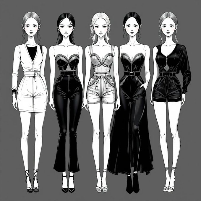 Draw a beautiful fashion illustration, sketch, clothes by Wallicaa | Fiverr