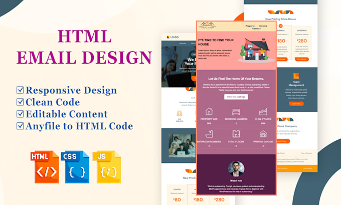 Design professional and responsive html css email and newsletter ...