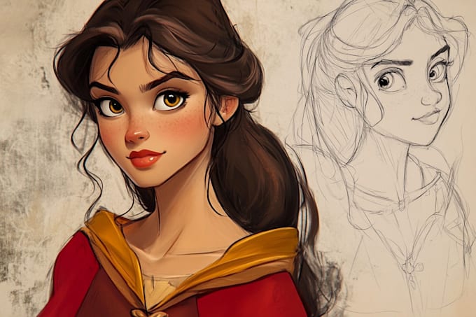 Turn your portrait into a disney style cartoon illustration by Texraats ...