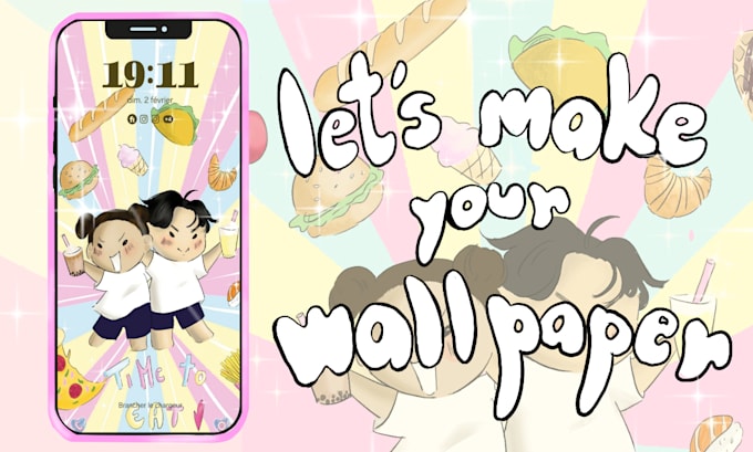 Make a cute custom wallpaper with clip studio by Isaora_manga | Fiverr
