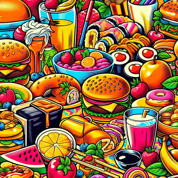 Make food pop art by Hummuin | Fiverr