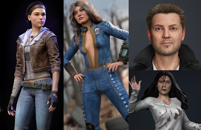 3d realistic character design game character c4d animation unity unreal engine by Frephet | Fiverr