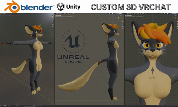 Create 3d furry avatar ,3d vrchat avatar, vr character, vrc, nsfw outfit unity by Philipking117 ...