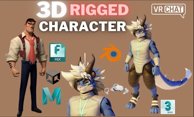 Model realistic 3d furry vtuber character, vrchat avatar, nsfw avi ...