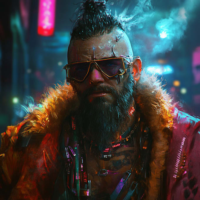 Design cyberpunk and fantasy character splash art by Plautile | Fiverr