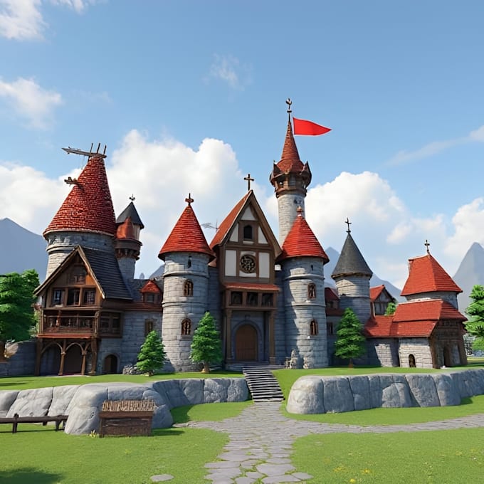 Create a high quality roblox game with map 3d weapon buildings, model ...