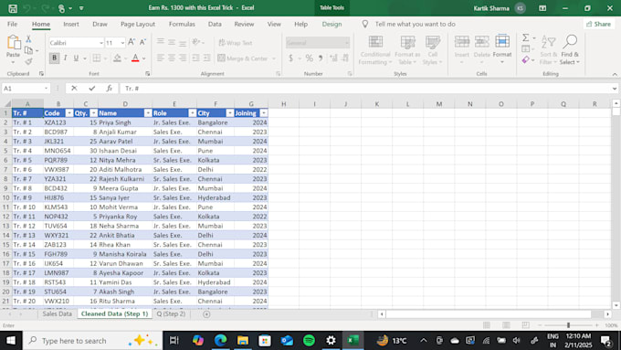 Do data entry, data cleaning, data analysis and data visualization on excel by Ikartiksharma12 ...