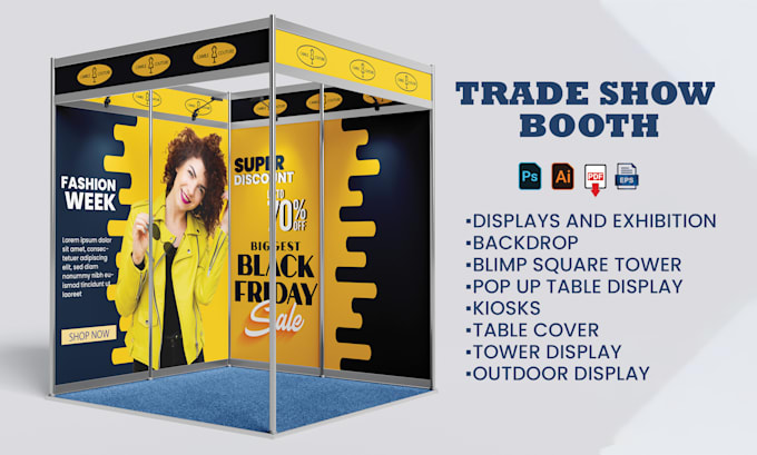 Design trade show booth, backdrop and exhibition stand by Nimrit3d | Fiverr