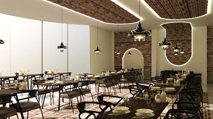 Revamp elegant restaurant, café, render 4k,8k interior diner buffet ...