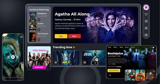 Develop custom iptv app, video streaming app, vod app for android, ios ...