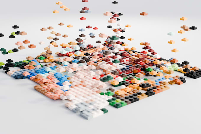 Create a lego animation of bricks falling to form an image by ...