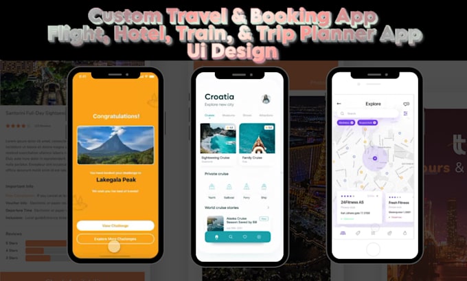 Travel app booking app flight hotel train trip planner app ui design ios android by Kingsl ...